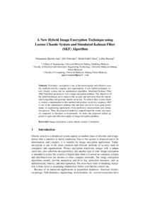 A New Hybrid Image Encryption Technique Using Lorenz Chaotic System and Simulated Kalman Filter ...